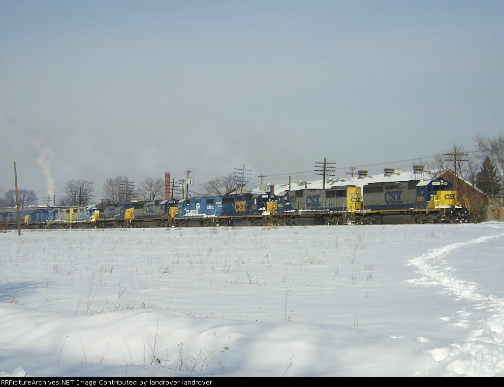 CSXT 8881 At The Pitt Yard Power Move ( Got Snow ). 11 Eng's South